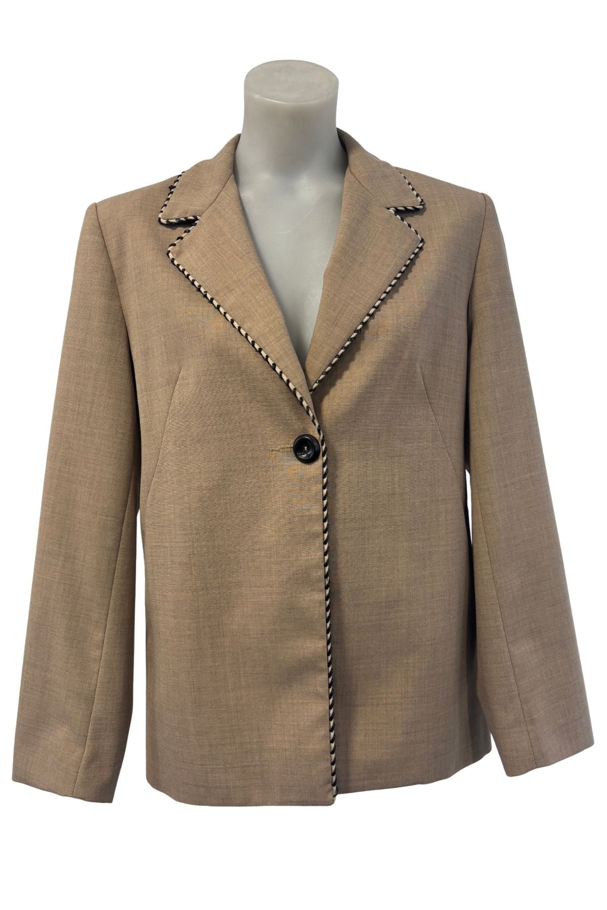 By Frederick NZ made braided trim beige blazer, 10 – OpShopSocial